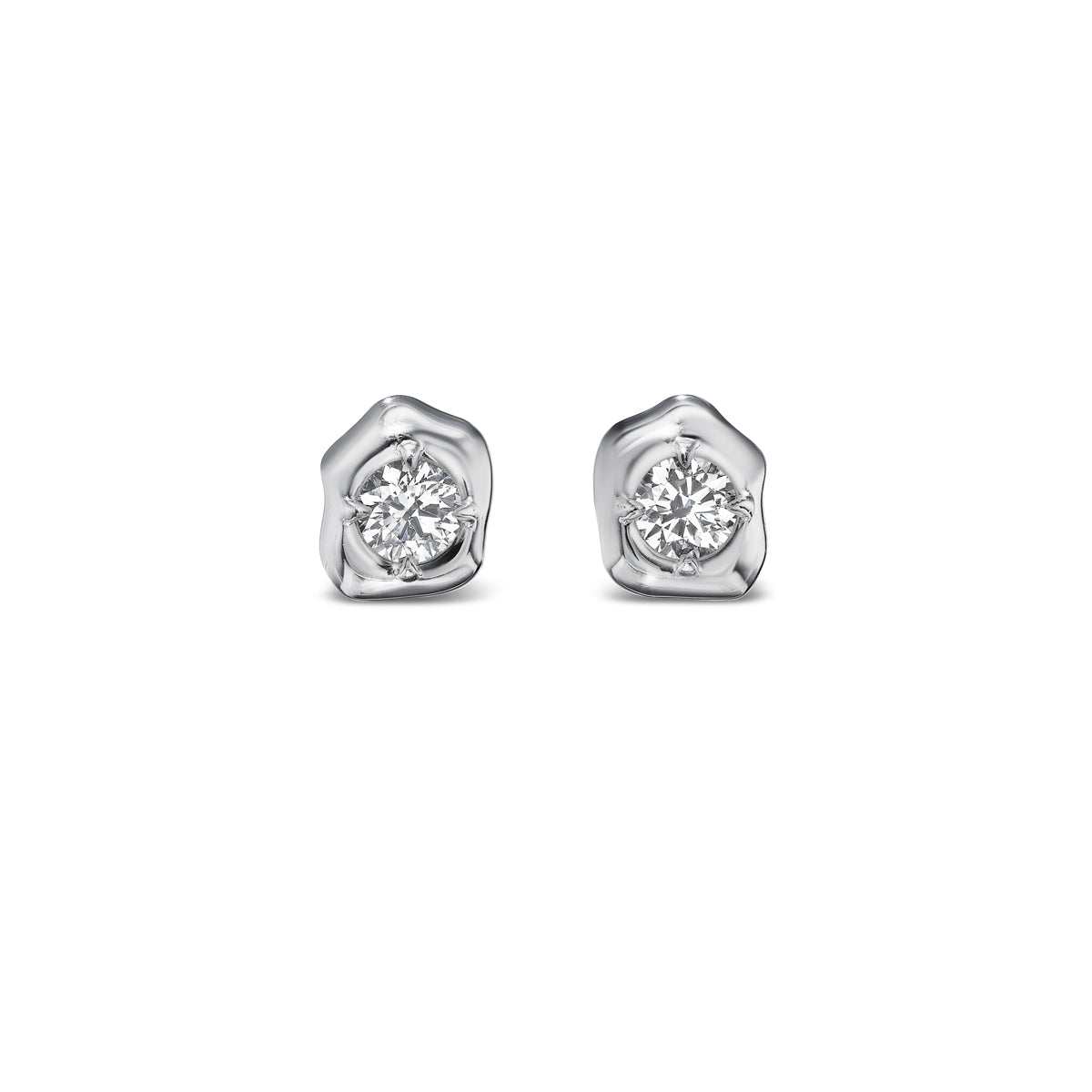 Small Flora Studs in White Gold
