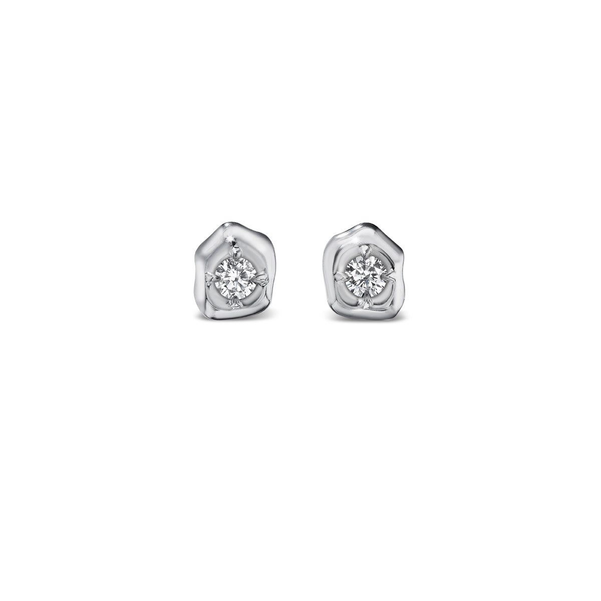 Petite Flora Studs in White Gold